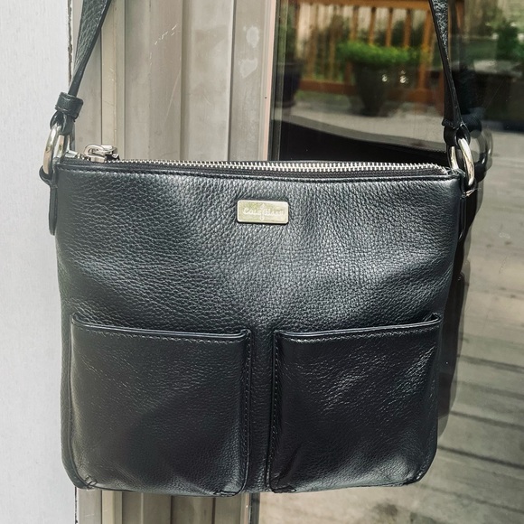 Cole Haan | Bags | Cole Haan Black Pebbled Leather Cross Body Bag ...